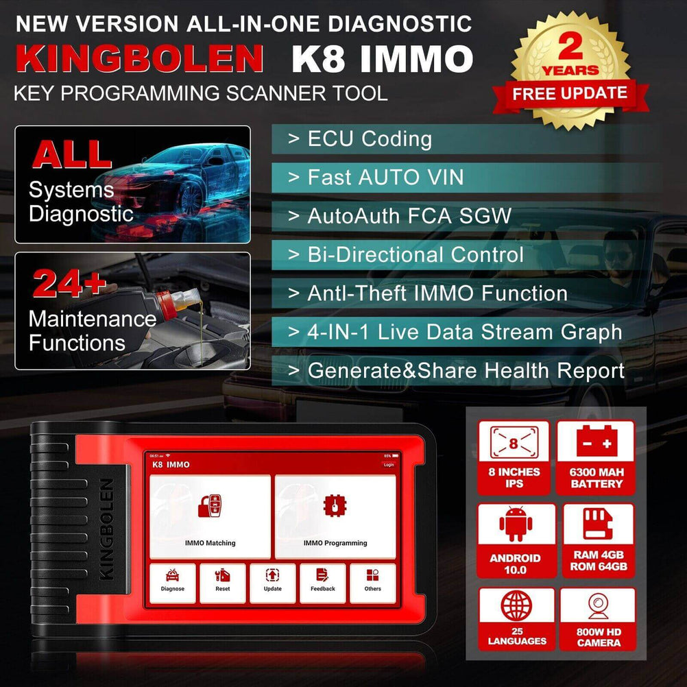 2025 KINGBOLEN K8 IMMO All System Diagnostic Key Programming Tools 24