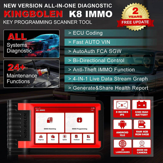 2025 KINGBOLEN K8 IMMO All System Diagnostic Key Programming Tools 24
