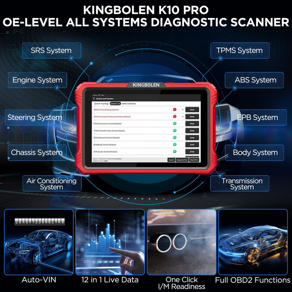 2025 Kingbolen K10 Elite CANFD&Doip Obd2 Scanner 40+ Resets All System