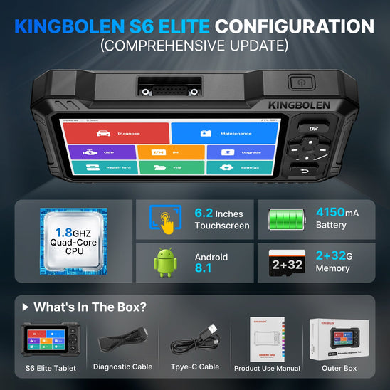 KINGBOLEN S6 ELITE Free Update Bi-Directional Car Diagnostic Tool with